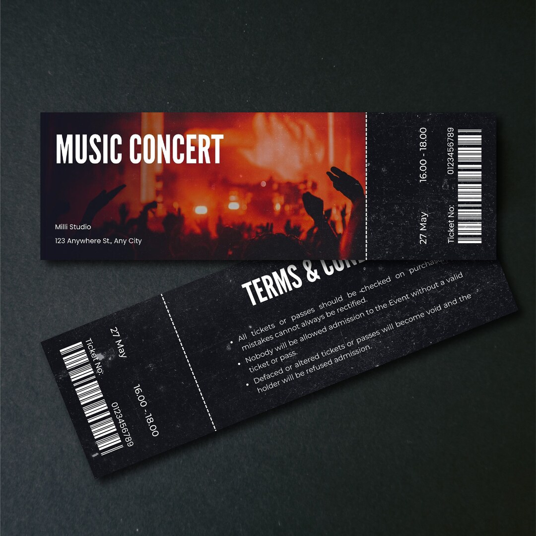 Editable Concert Ticket Template for Canva printable Gift - Etsy Australia