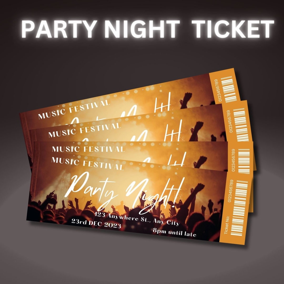 Editable Concert Ticket Template for Canva printable Gift Idea ...