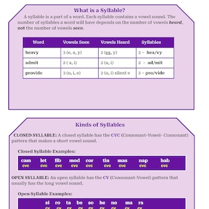 Science of Reading - Phonics for Older Students: Syllables Task Cards ...