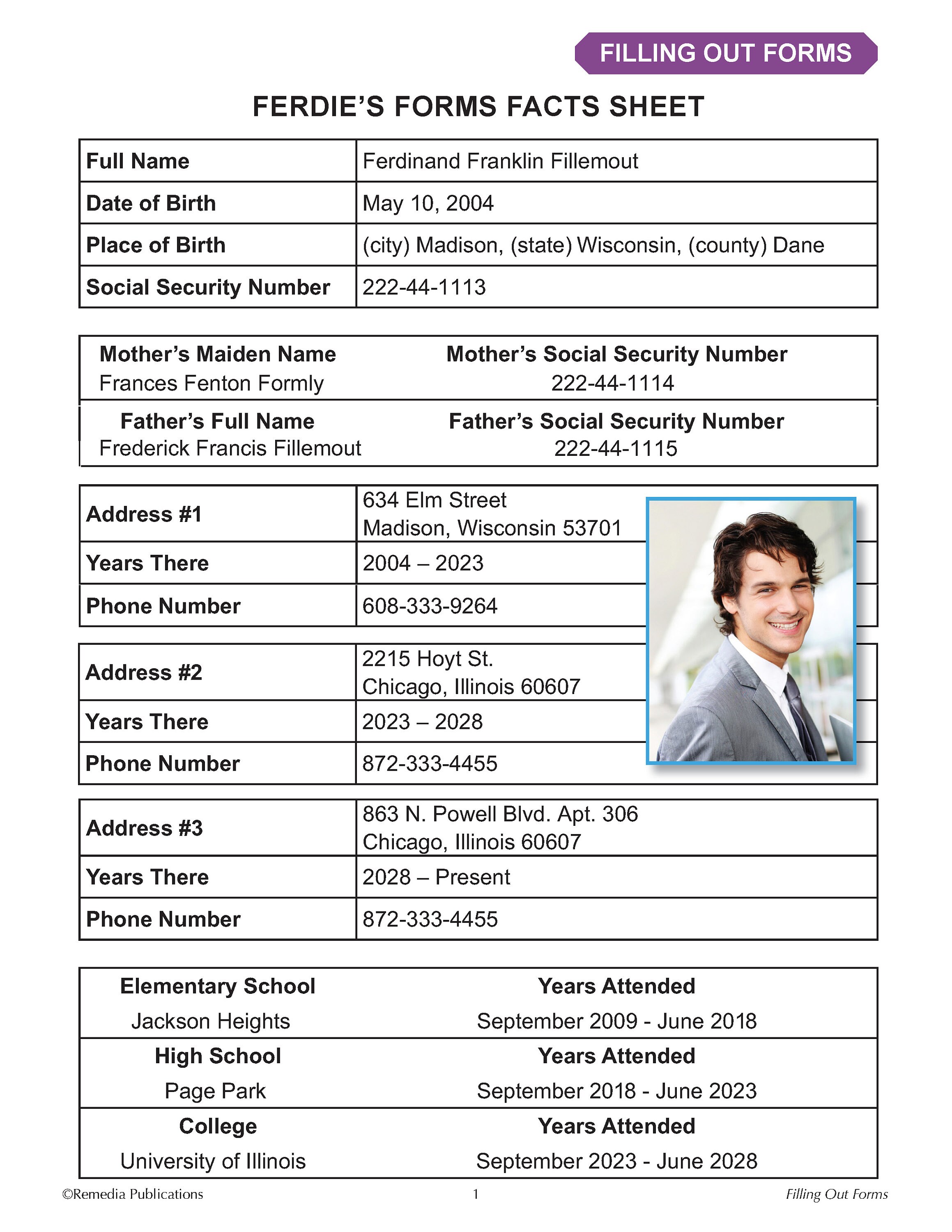 FILLING OUT FORMS: Practical Practice Reading & Life Skills Activities ...