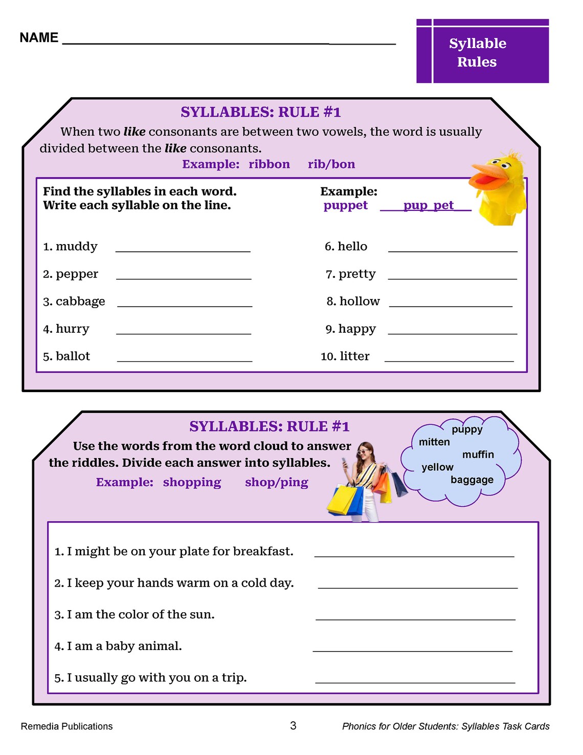 Science of Reading - Phonics for Older Students: Syllables Task Cards ...