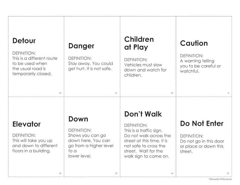 Safety Words Unit: Survival Signs and Symbols Vocabulary - Etsy