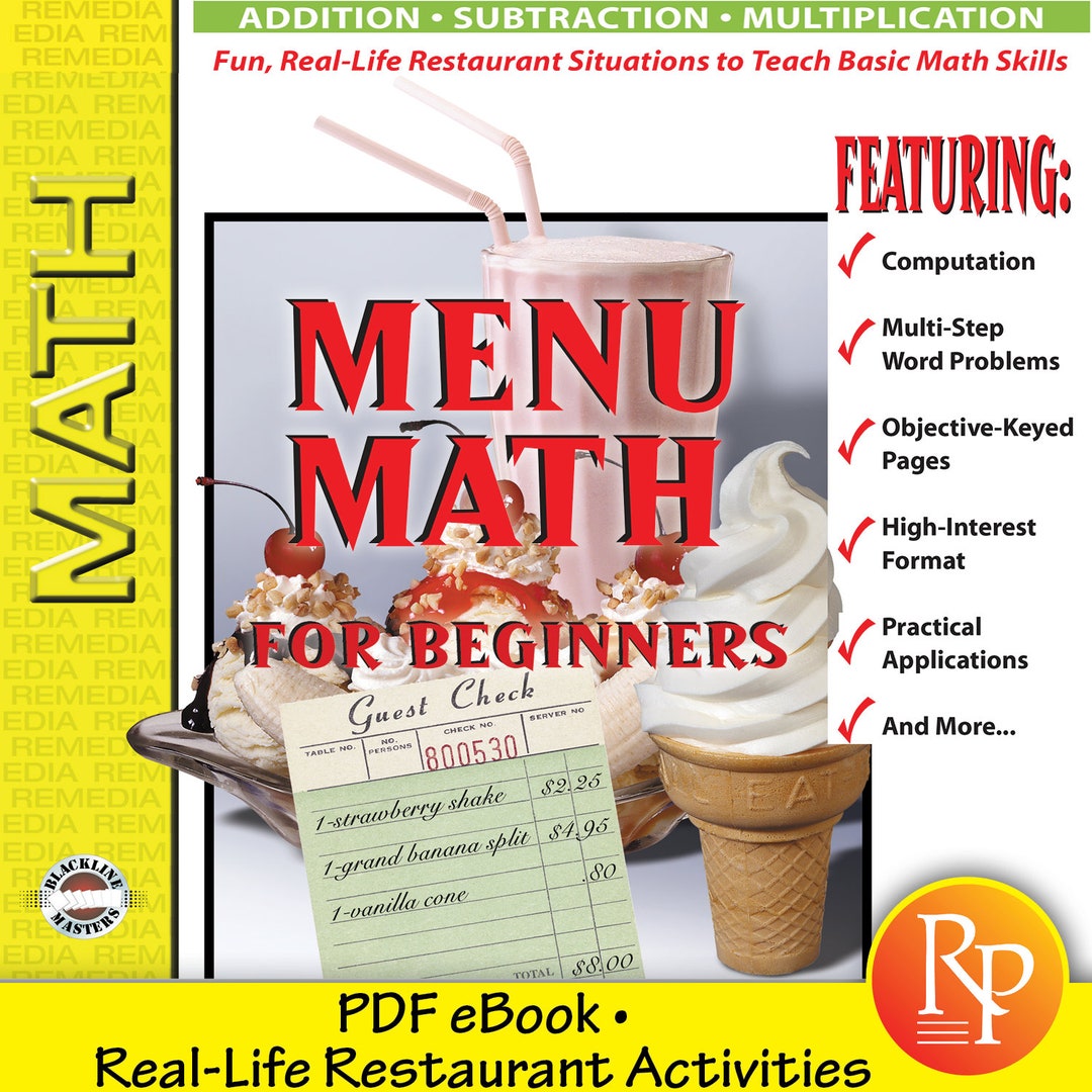 Beginning Menu Math: Addition, Subtraction, Multiplication Consumer ...