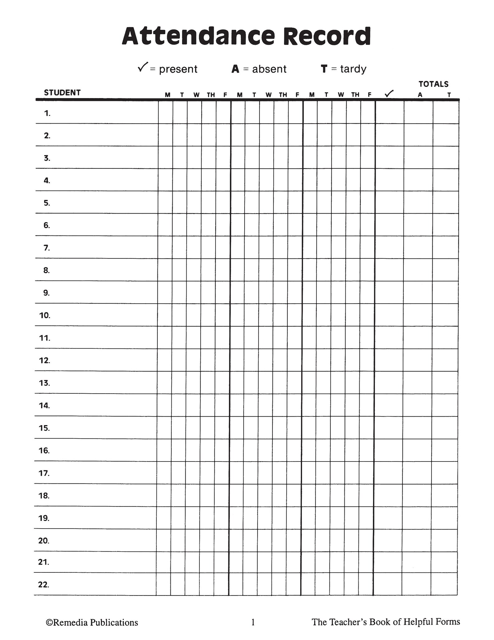 Teacher's Book of Forms: Resources for Teachers - Attendance - Reward ...