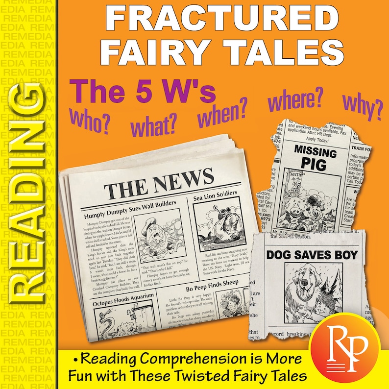 Fractured Fairy Tales & 5 Wh Questions for Reading Comprehension ...