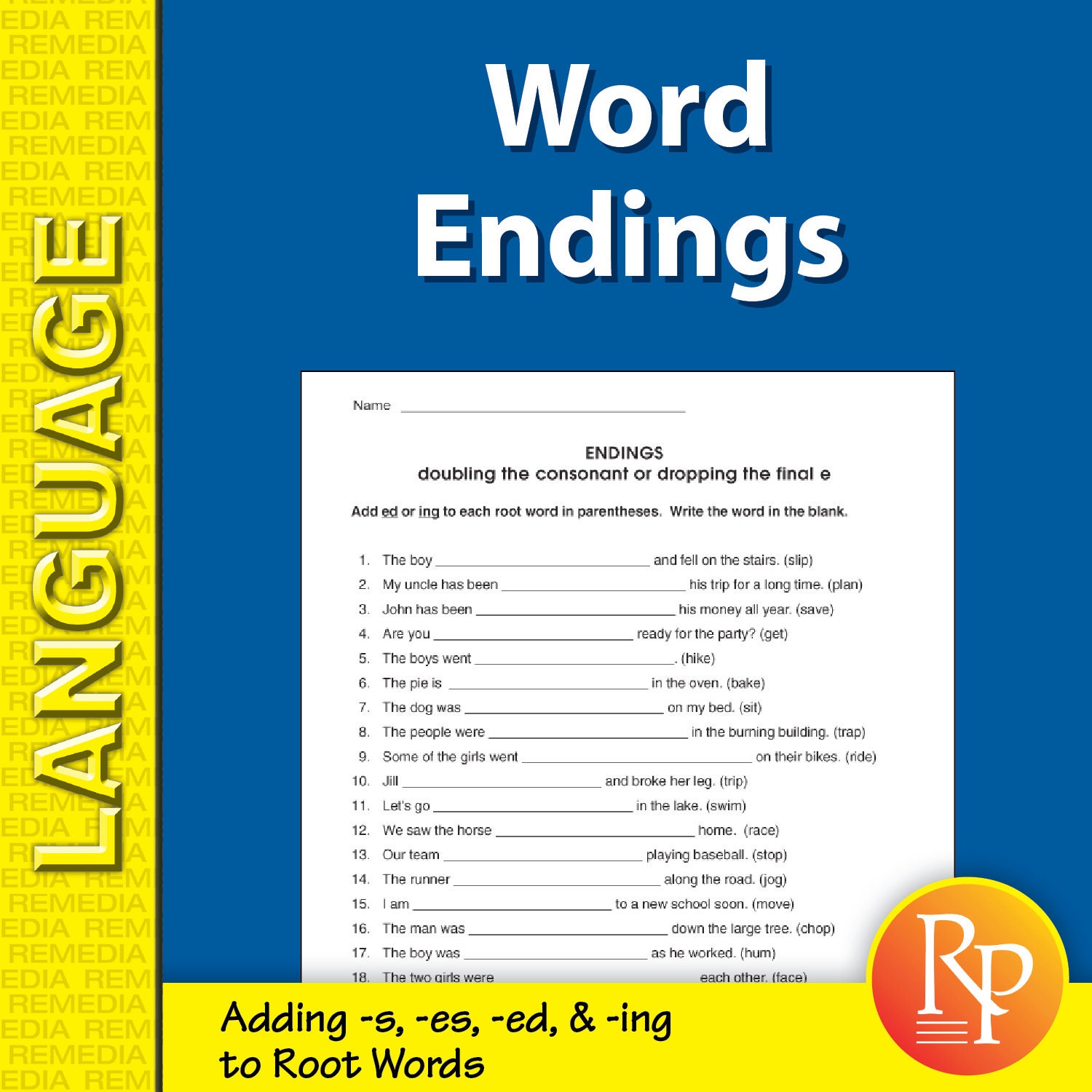 Word Endings: Adding -s, -es, -ed, and -ing to Root Words - Etsy