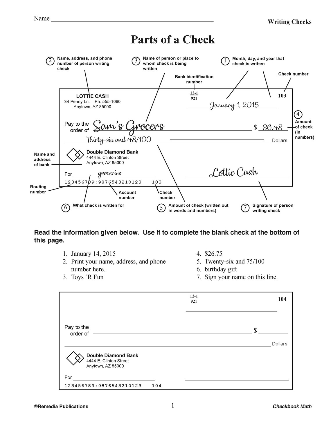Checkbook Math: Life Skills Activities - Word Problems - Deposits ...