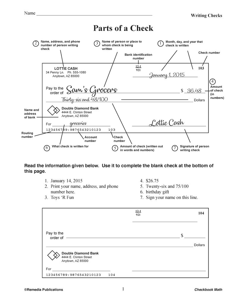 Checkbook Math: Life Skills Activities - Word Problems - Deposits ...