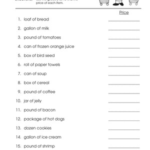 Real-world Market Math: Consumer Word Problems and Menu - Etsy