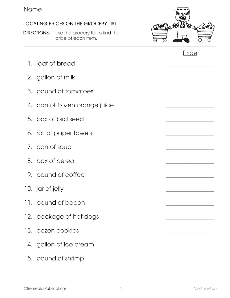 Real-world Market Math: Consumer Word Problems and Menu - Etsy