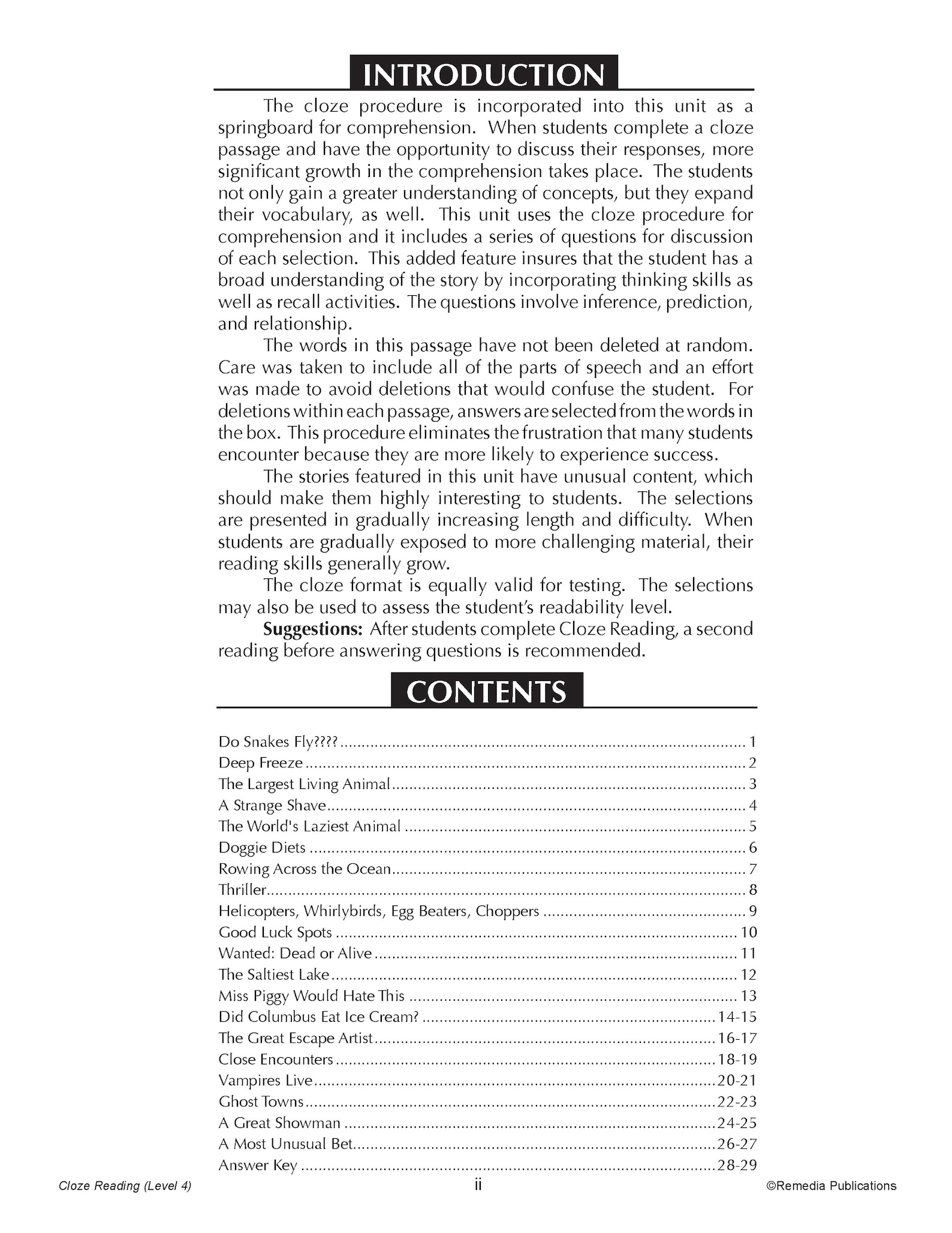 20 Cloze Reading Passages and Comprehension Activities: Reading Level 4 ...