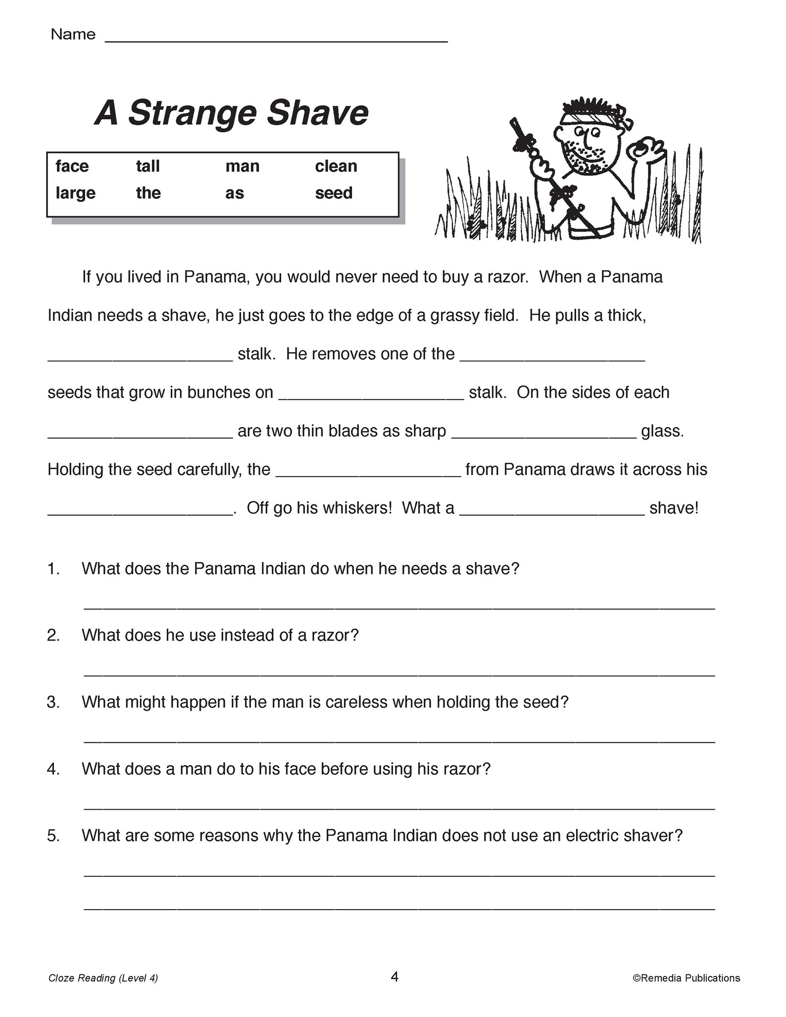 20 Cloze Reading Passages and Comprehension Activities: Reading Level 4 ...