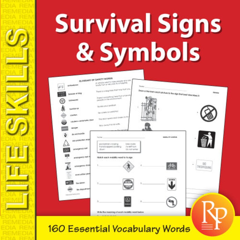 160 SURVIVAL SIGNS, Symbols and Words: Life Skills Lessons and ...