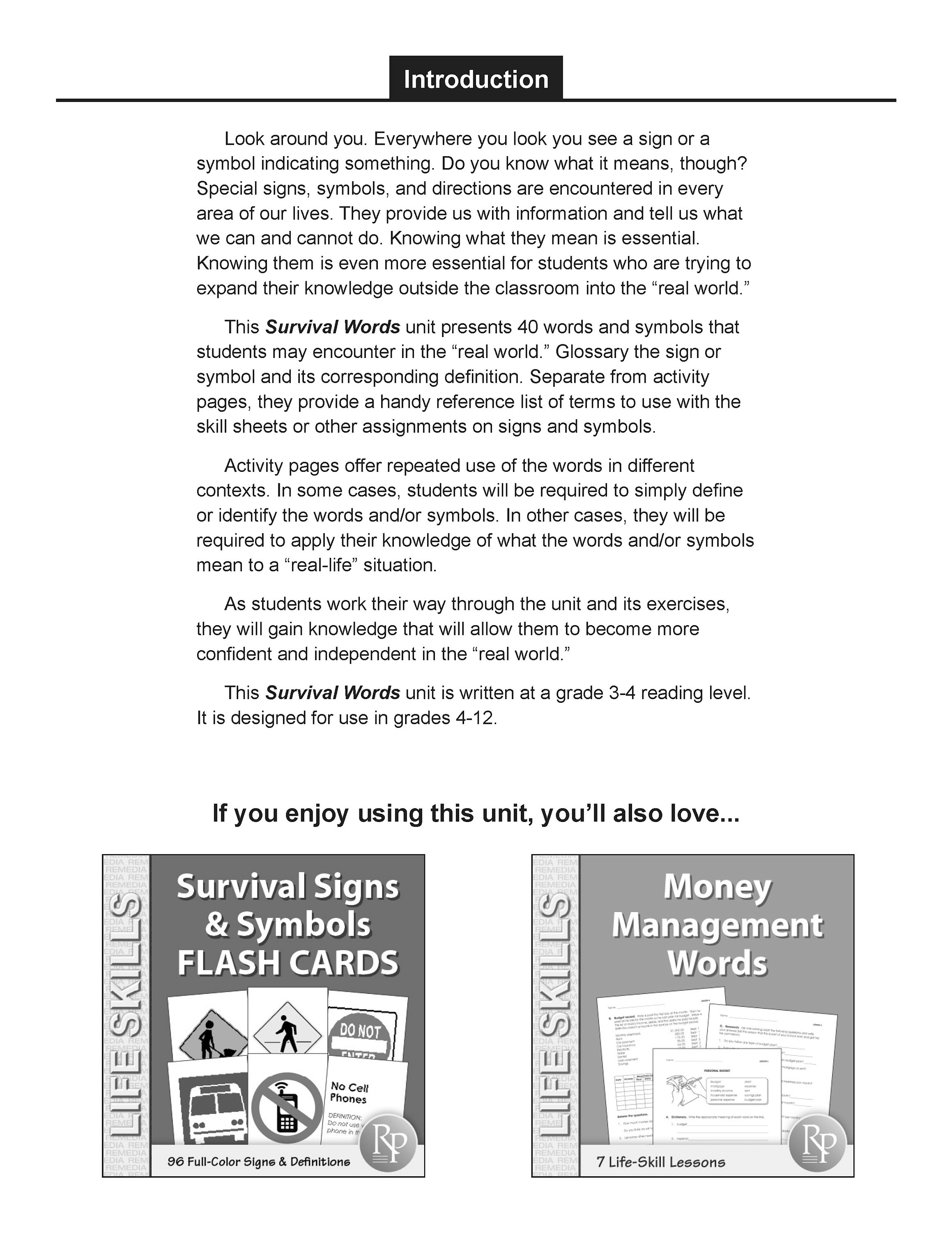 Safety Words Unit: Survival Signs and Symbols Vocabulary - Etsy