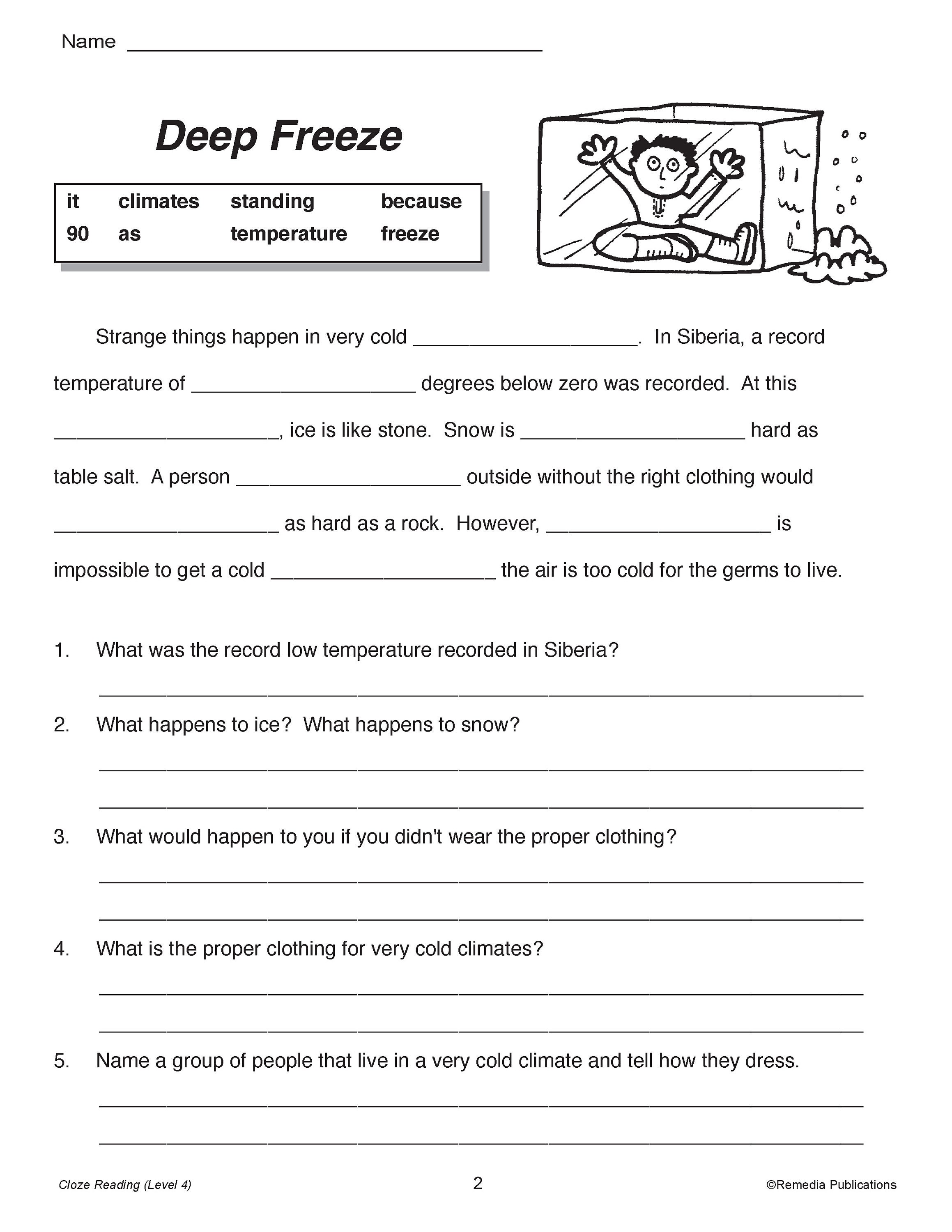 20 Cloze Reading Passages and Comprehension Activities: Reading Level 4 ...