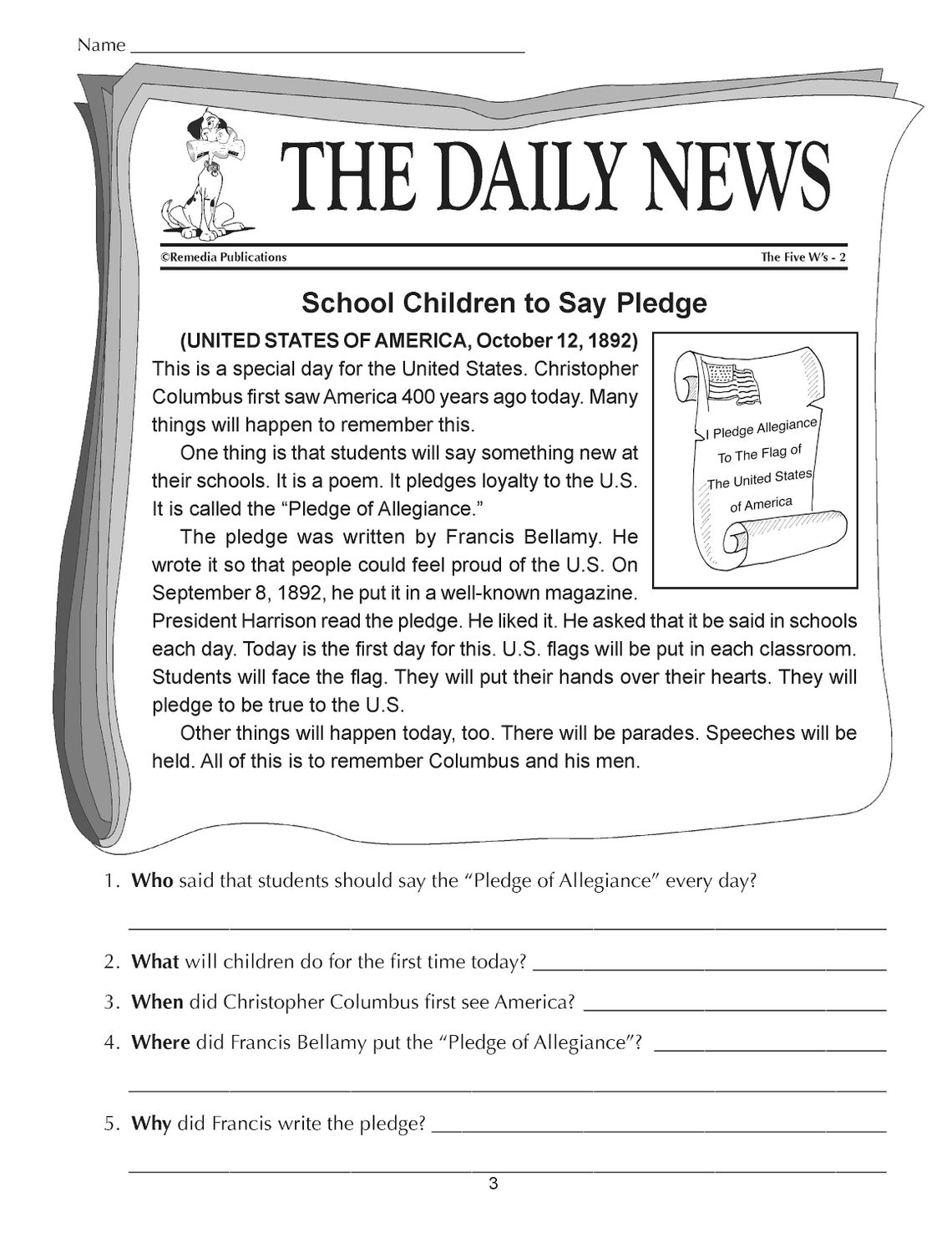 Fractured Fairy Tales & 5 Ws Questions for Reading Comprehension GOOGLE ...