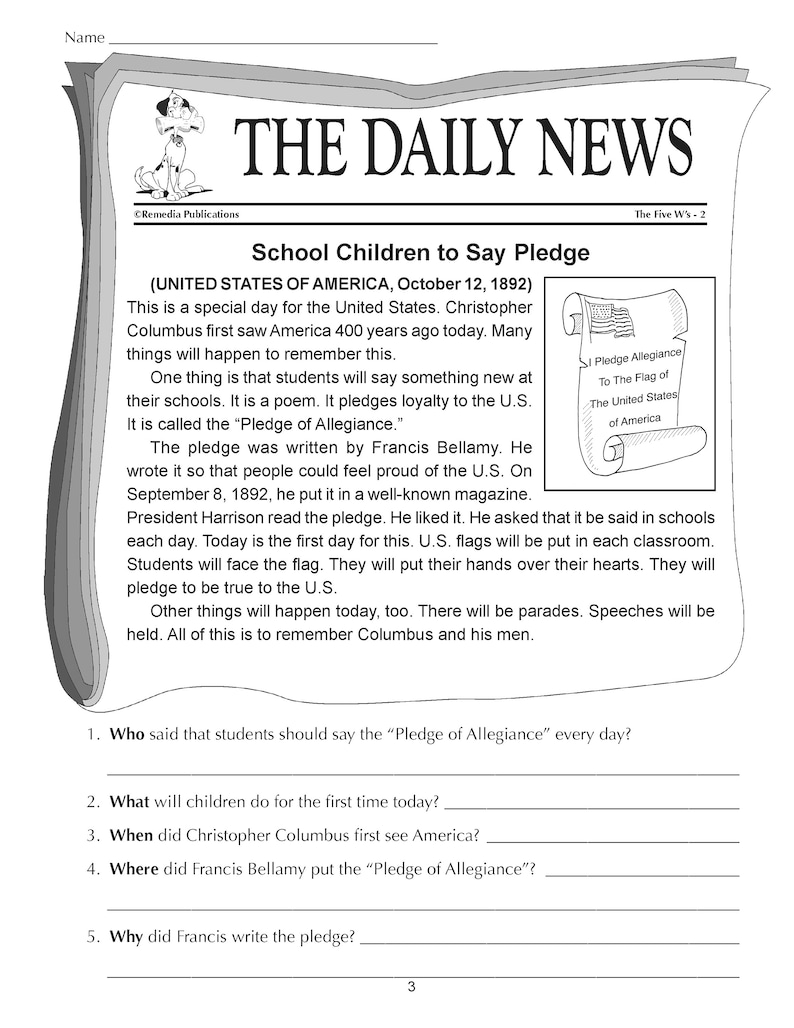 Fractured Fairy Tales & 5 Ws Questions for Reading Comprehension GOOGLE ...