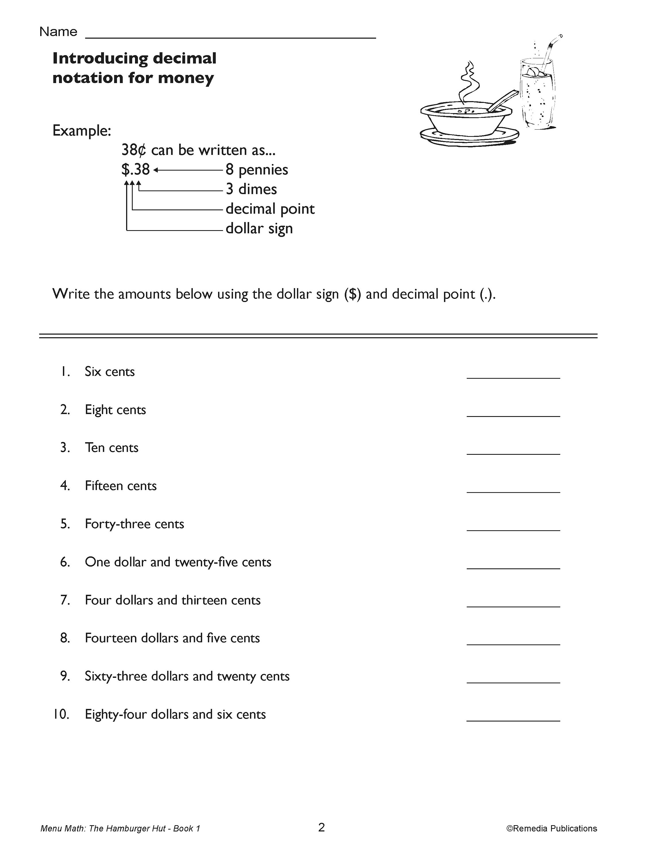 Menu Math: Hamburger Hut - Consumer Addition and Subtraction - Etsy