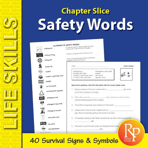 Safety Words Unit: Survival Signs and Symbols Vocabulary - Etsy