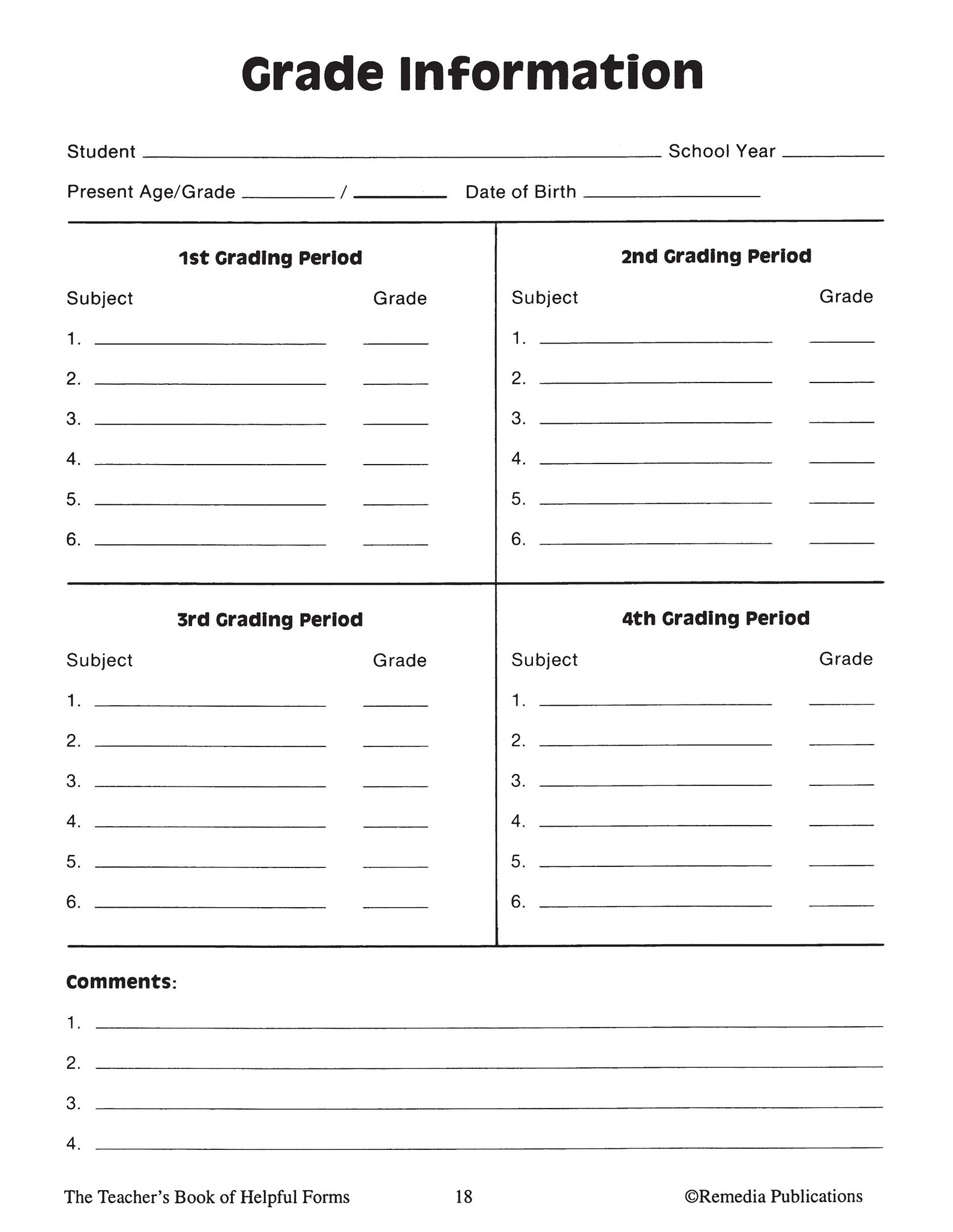 Teacher's Book of Forms: Resources for Teachers - Attendance - Reward ...