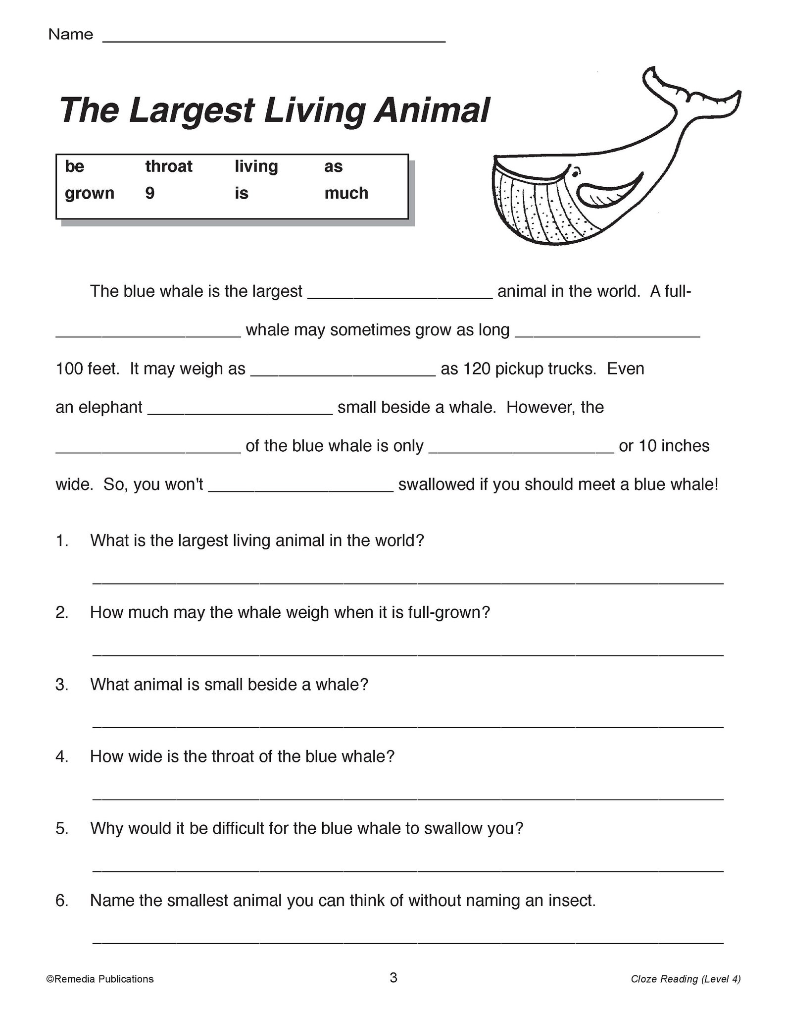 20 Cloze Reading Passages and Comprehension Activities: Reading Level 4 ...