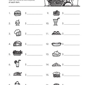 Beginning Menu Math: Addition, Subtraction, Multiplication Consumer ...