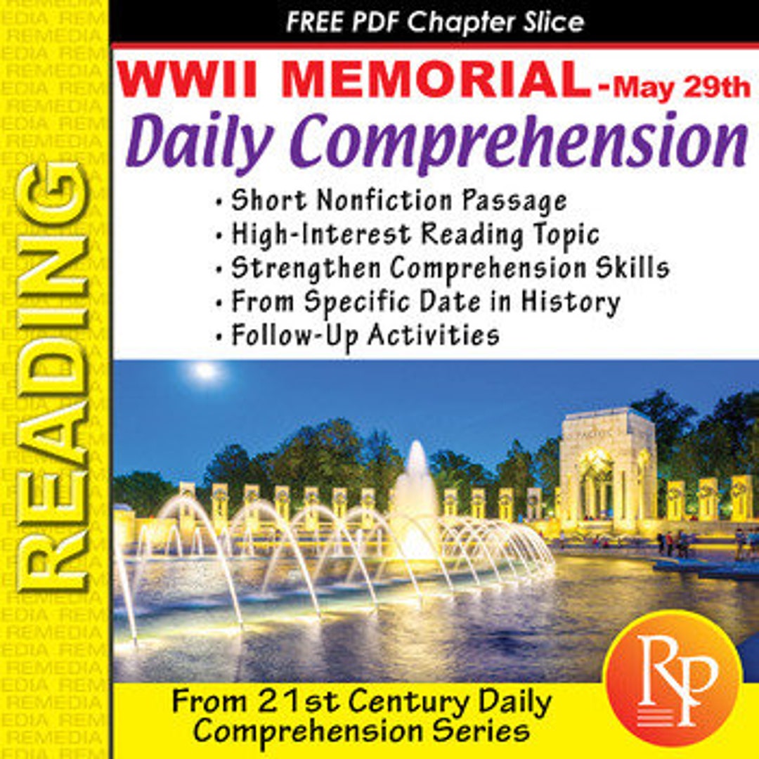 WWII Memorial: Reading Comprehension - Non Fiction - Main Idea ...