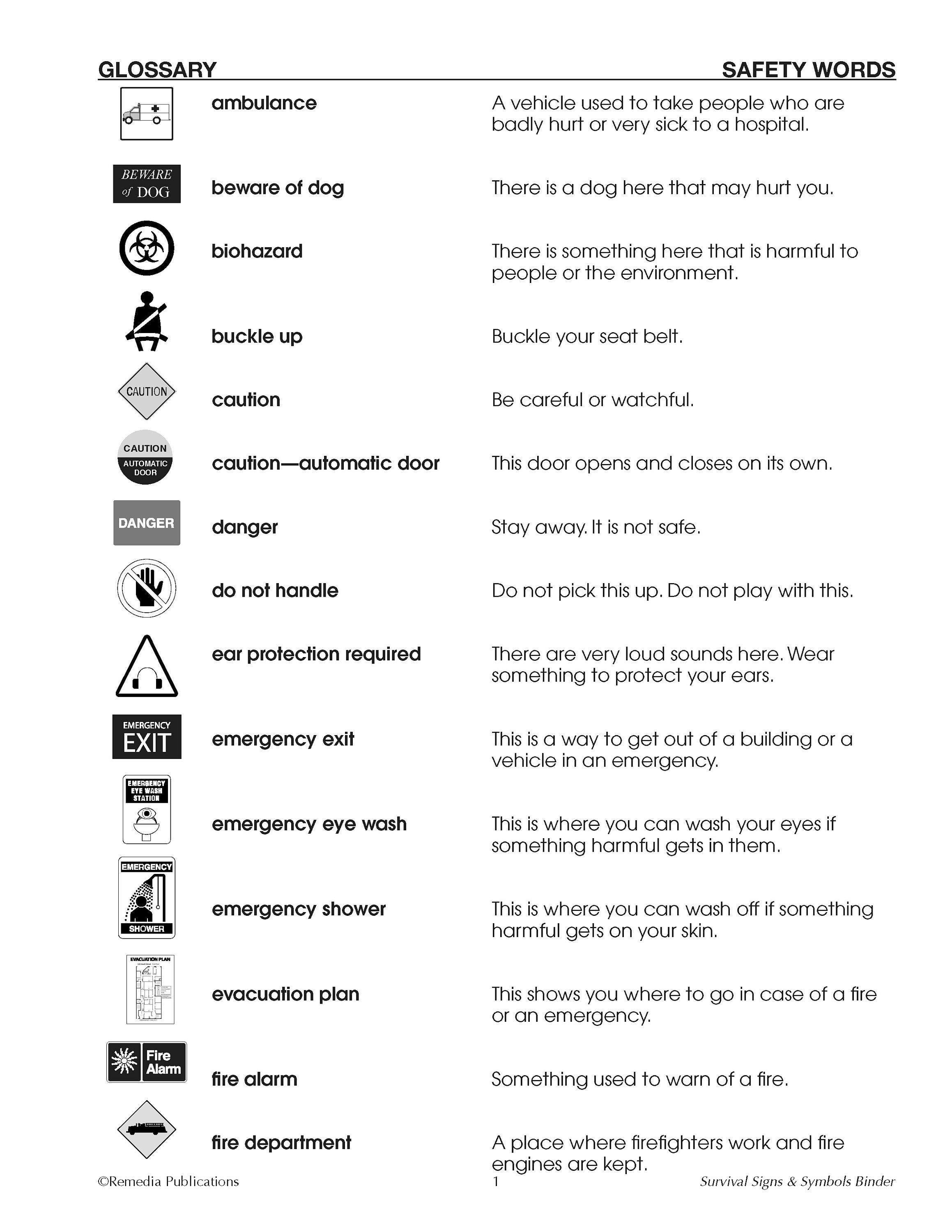 160 SURVIVAL SIGNS, Symbols and Words: Life Skills Lessons and ...