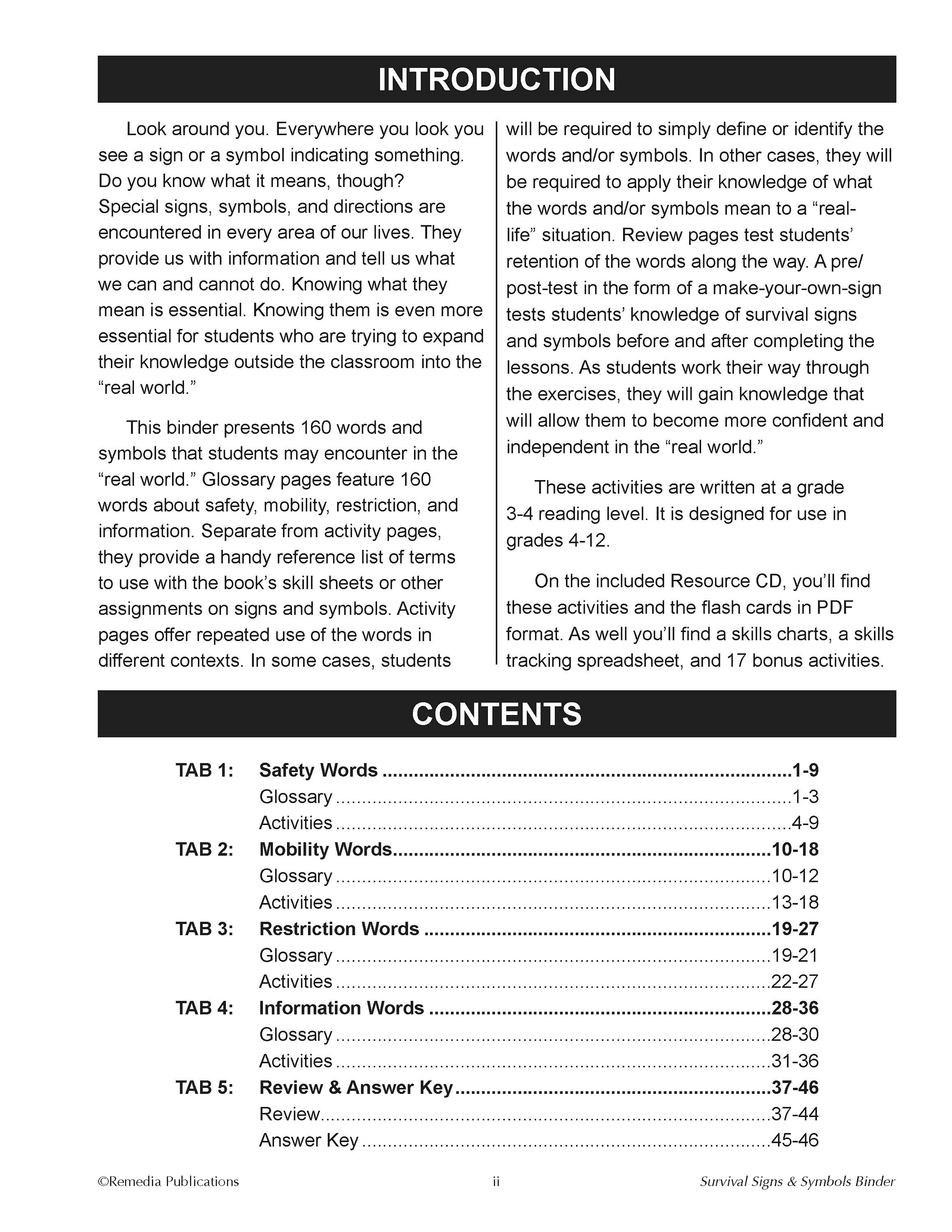 160 SURVIVAL SIGNS, Symbols and Words: Life Skills Lessons and ...