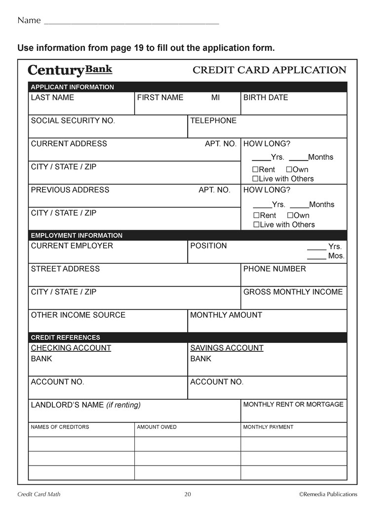 Credit Card Math: Real World Consumer Math - Etsy