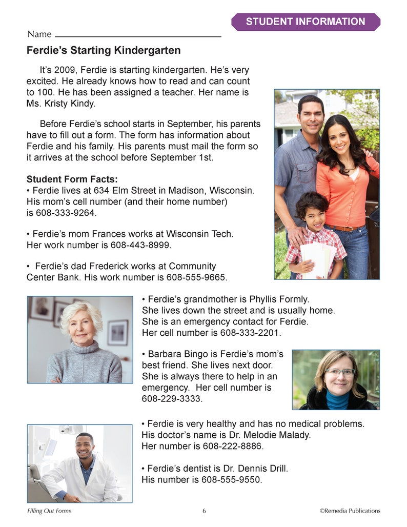 FILLING OUT FORMS: Practical Practice Reading & Life Skills Activities ...