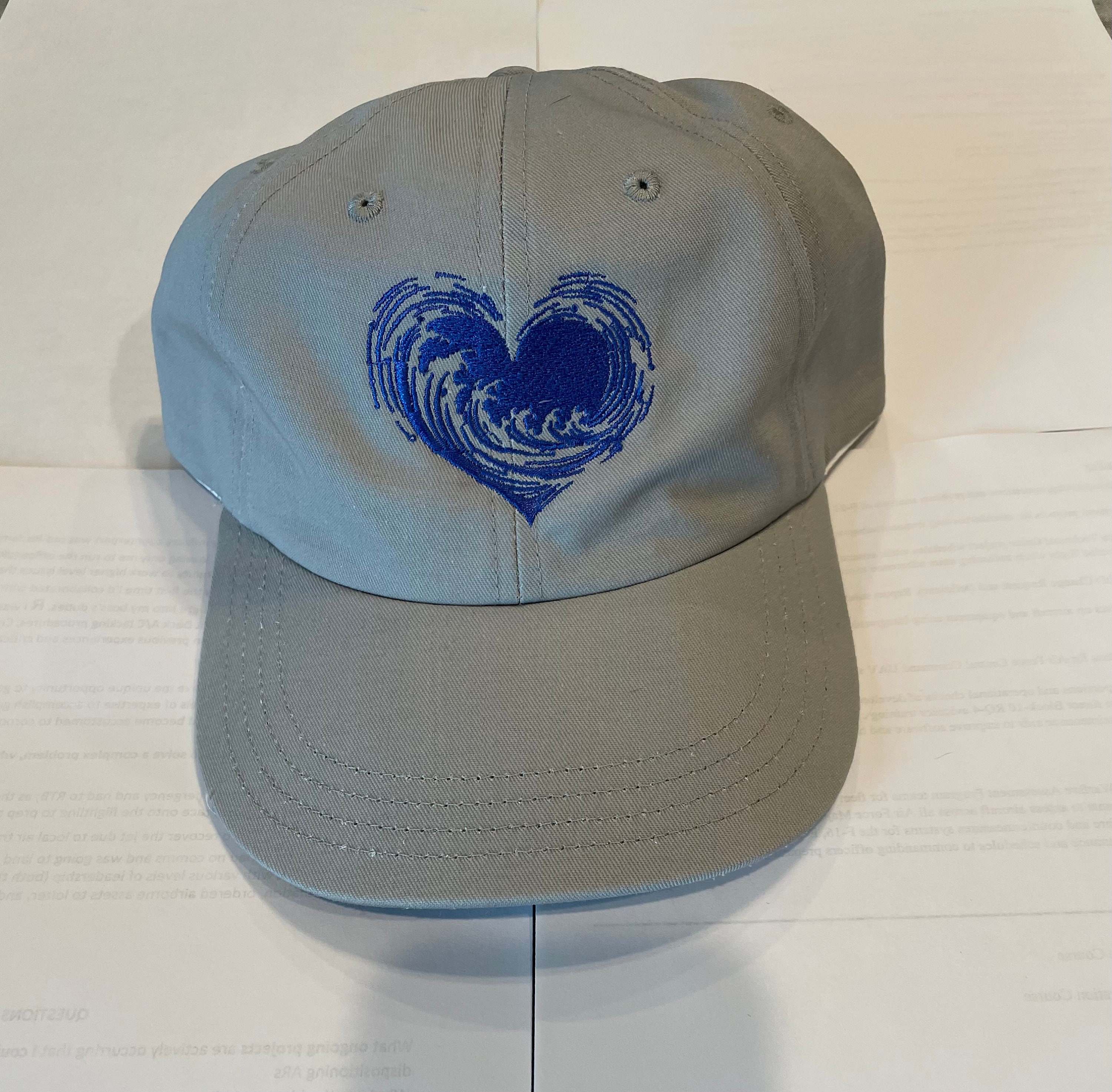 Blue Wave Heart Hat - Grey - Etsy