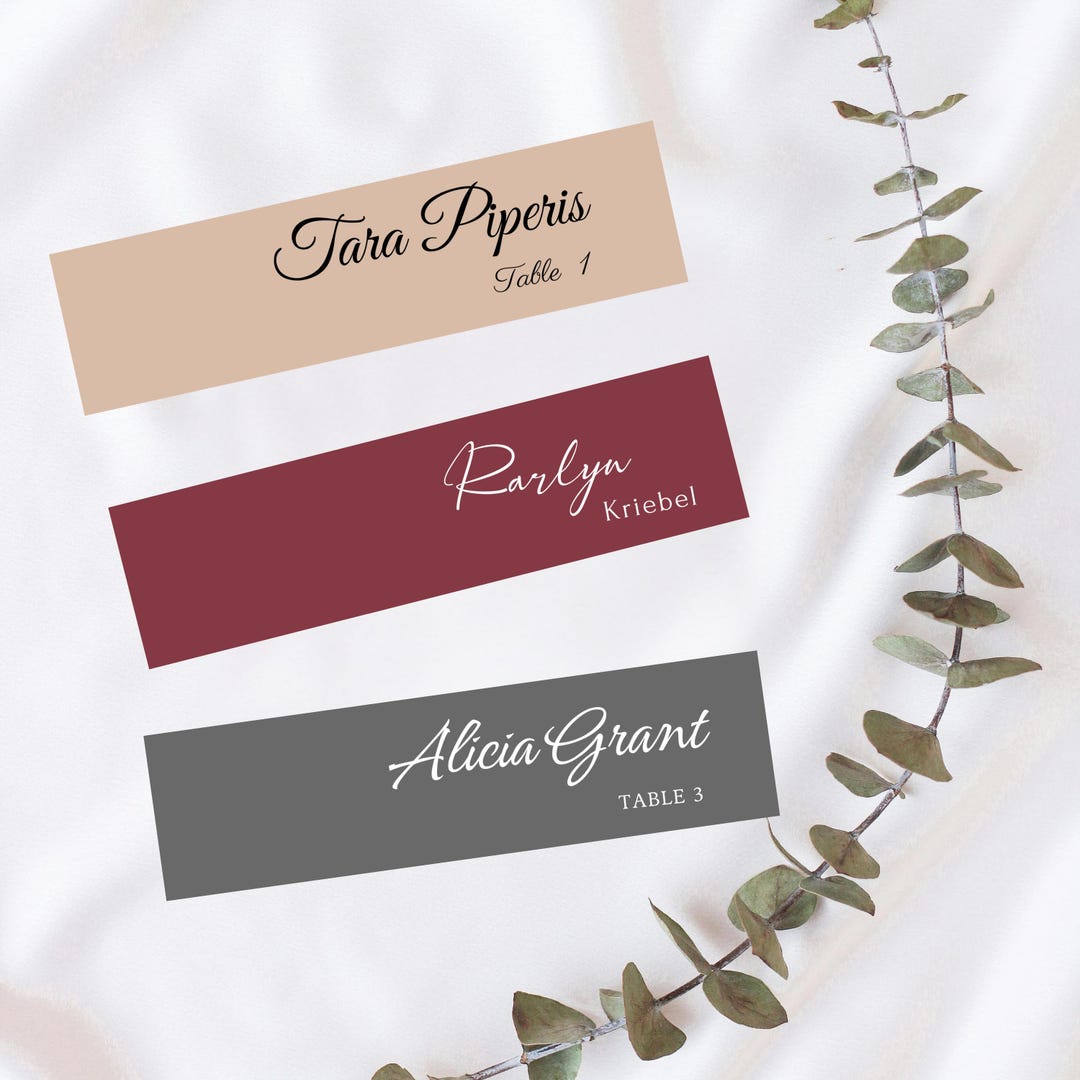 Slim Classic Wedding Place Card in New Size, Customizable Simple ...