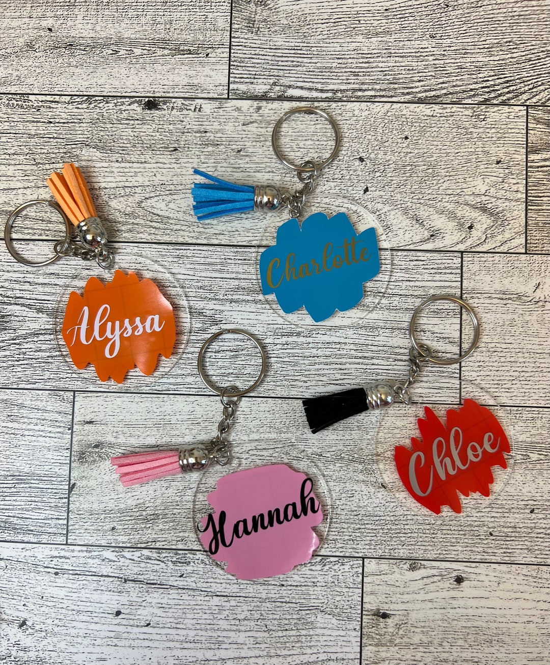 Personalized Acrylic Round Keychain With Tassel - Etsy