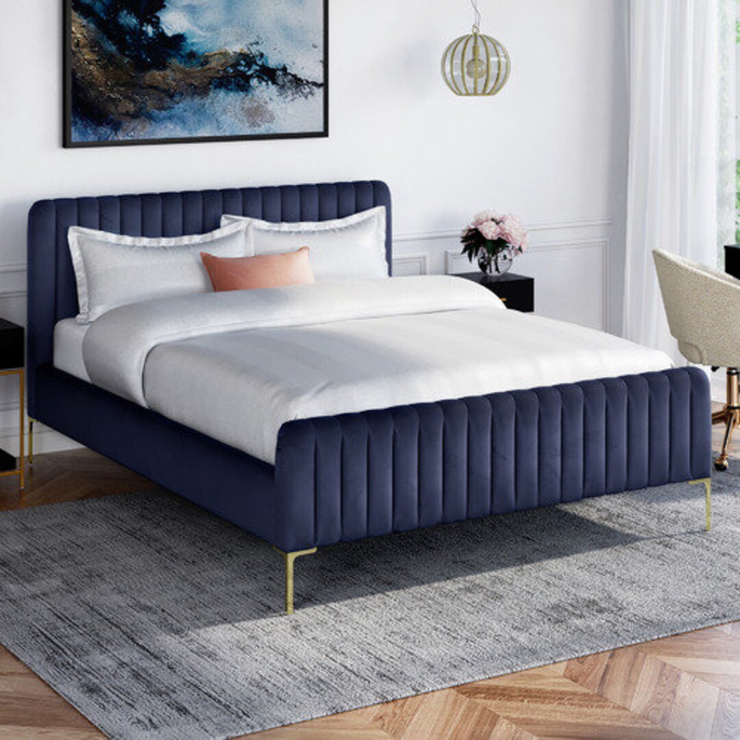 Navy Emily Velvet Bed - Etsy