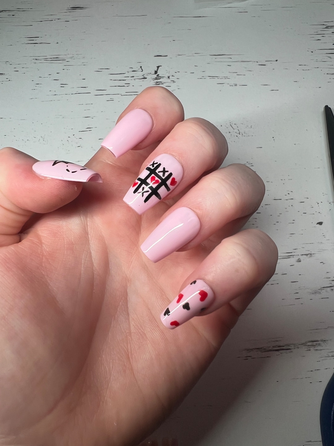 Tik Tak Toe Valentine Press on Nails - Etsy