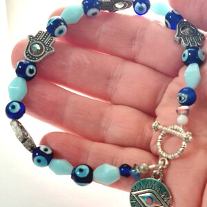 Spiritual Elegance: Handcrafted Hasma Eye Beaded Bracelet for Positive ...