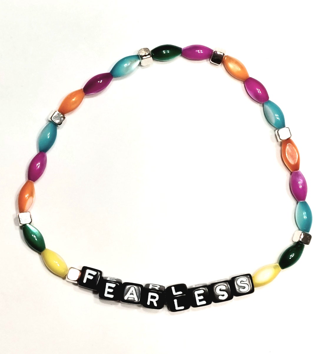 Fearless Bracelet Multi-colored Mother of Pearl Beads Courage and ...