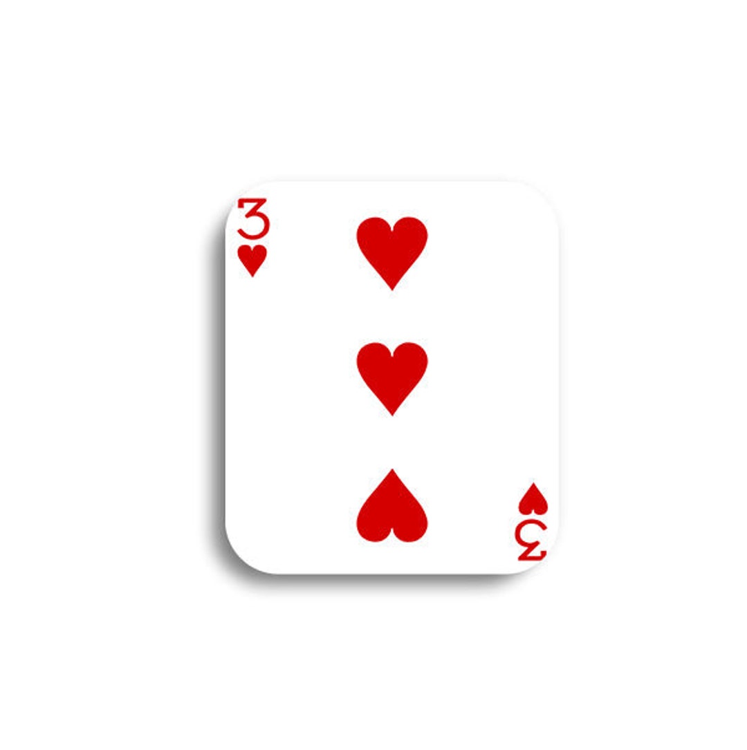 Three of Hearts Card Magnet - Etsy