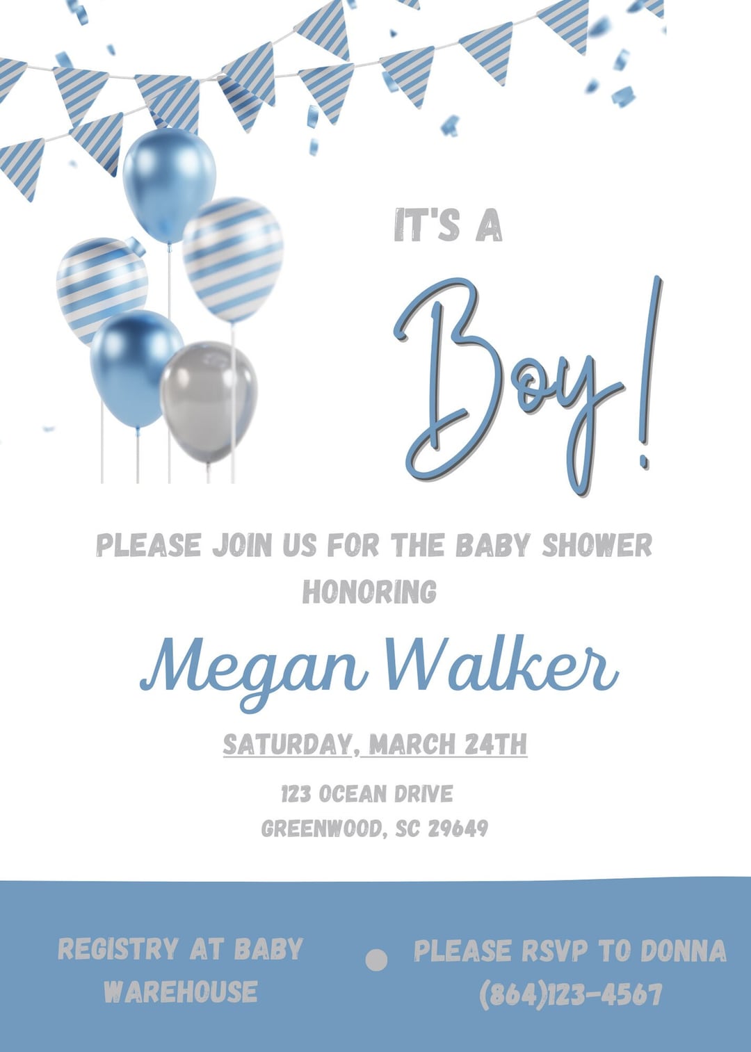 It's a Boy! Baby Shower Invitation. Editable on Canva! - Etsy