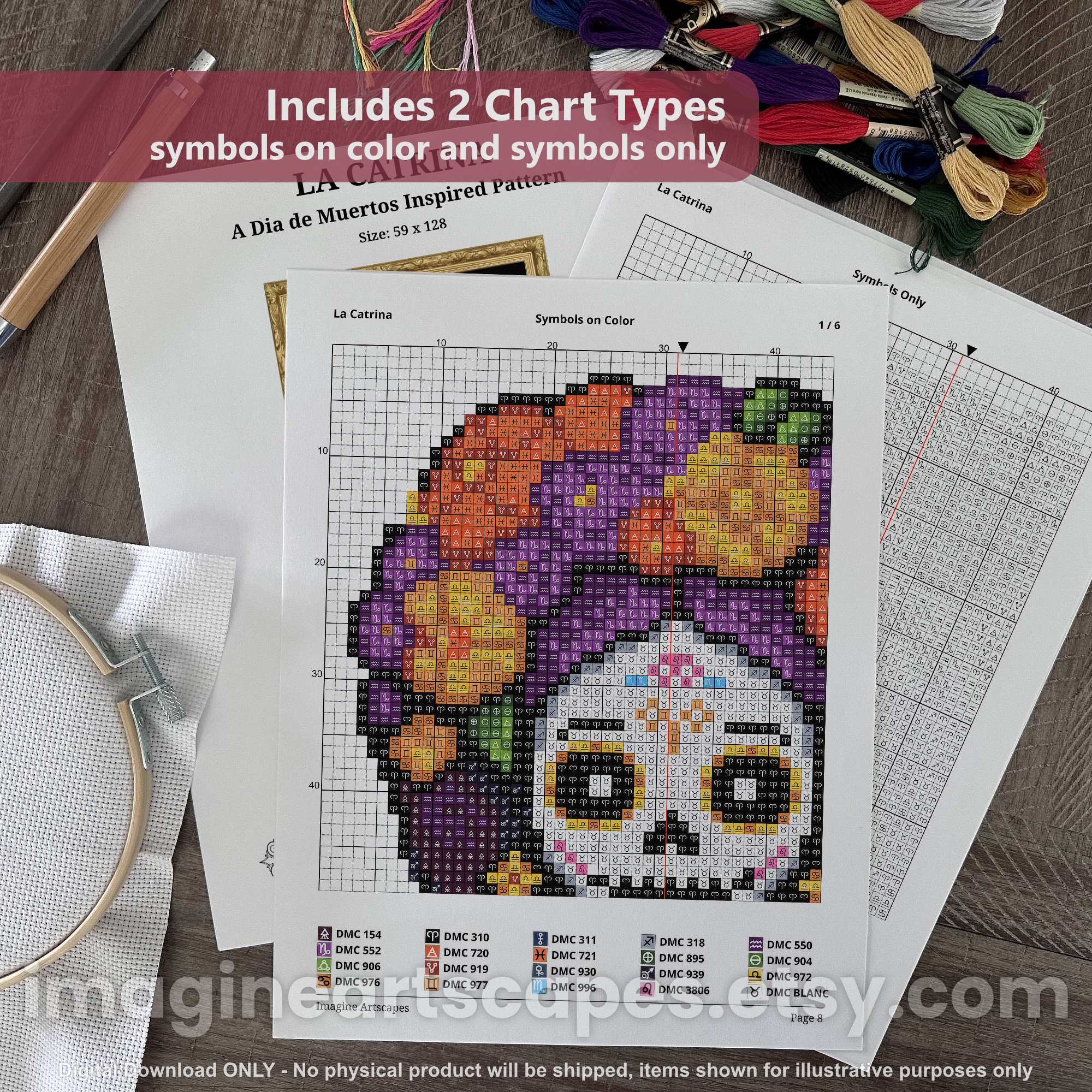 La Catrina Easy Counted Cross Stitch Pattern or Diamond Painting ...