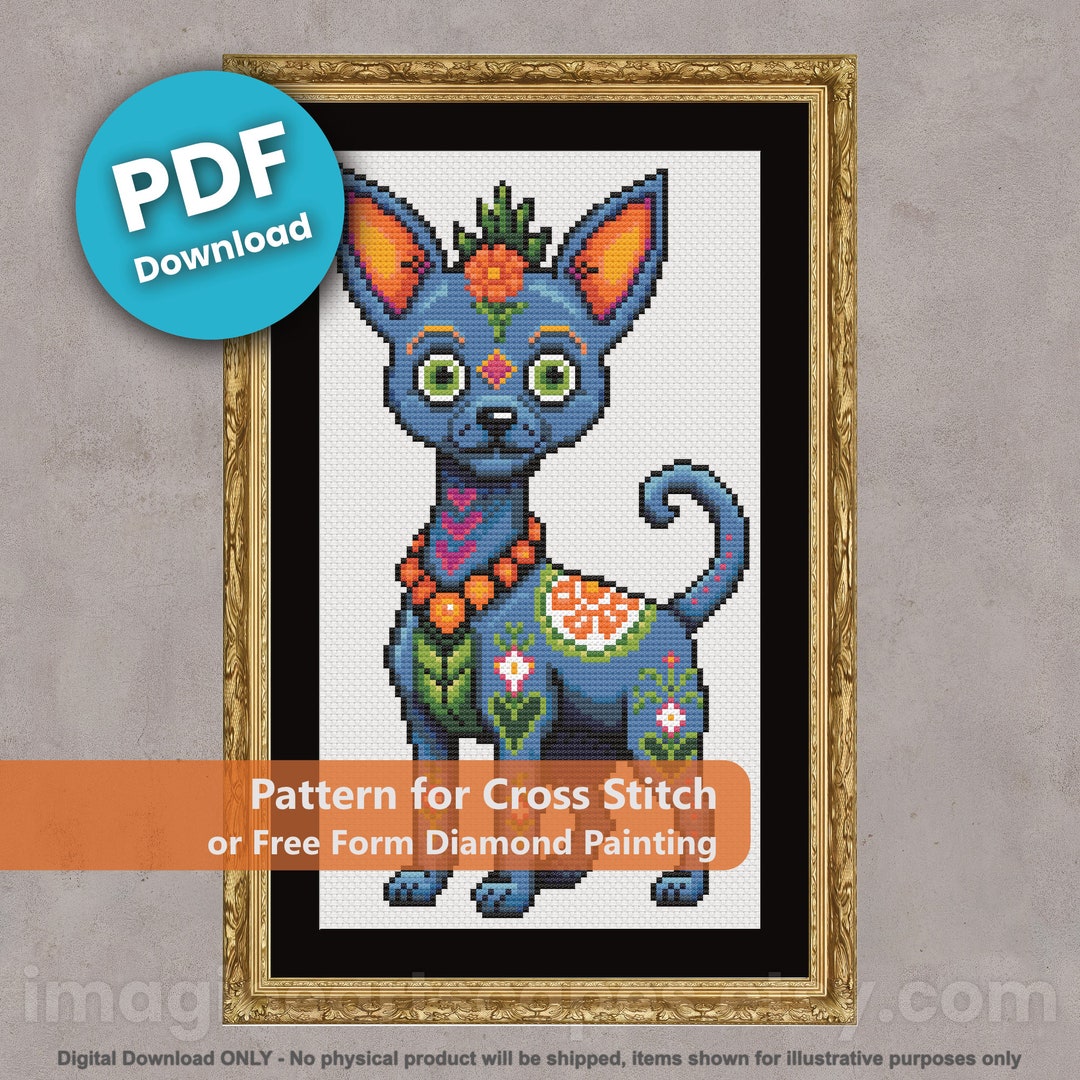 Xolo Dog Alebrije Easy Counted Cross Stitch Pattern or Diamond Painting ...