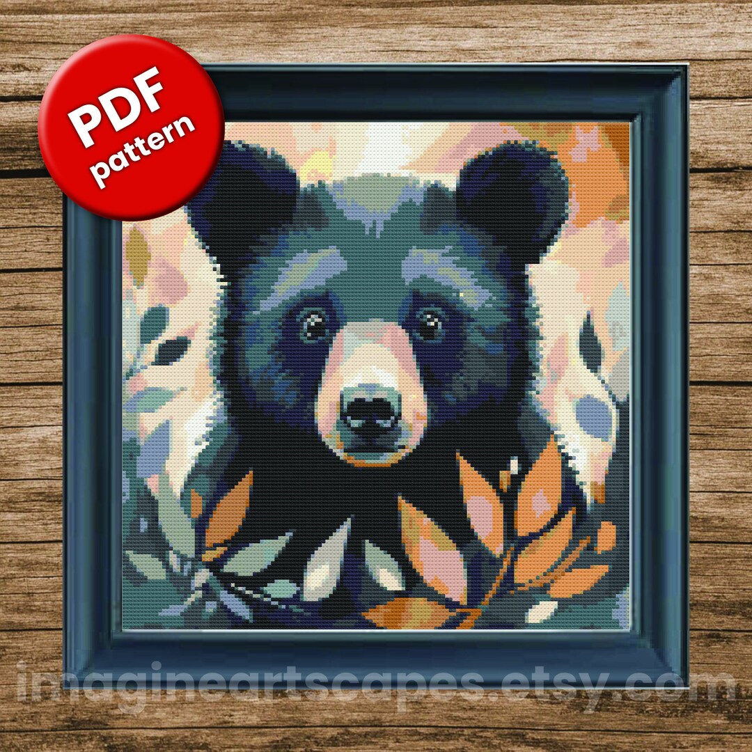 Curious Black Bear Cross Stitch Pattern or Diamond Painting Freestyle ...