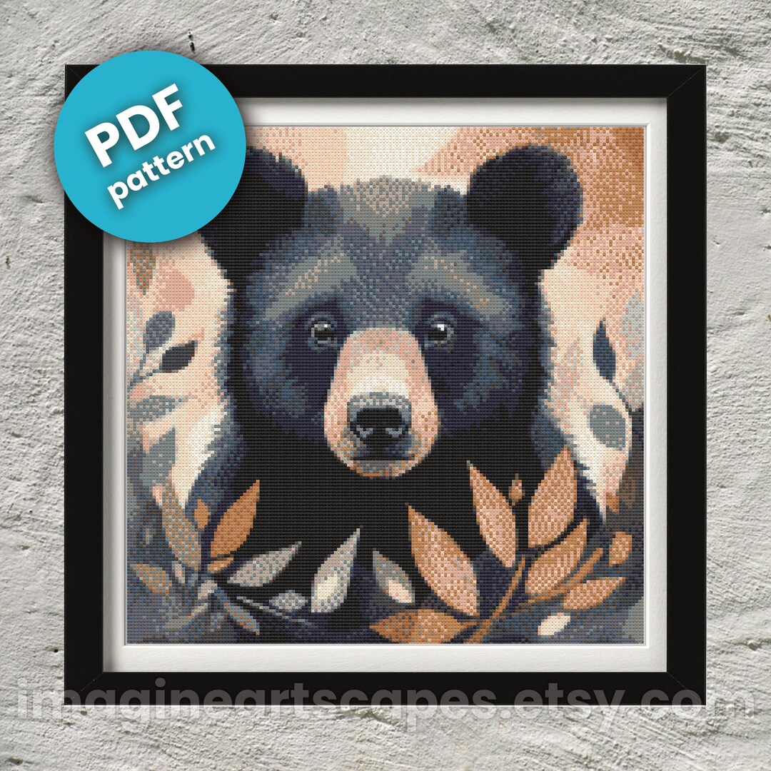 Curious Black Bear Cross Stitch Pattern or Diamond Painting Freestyle ...