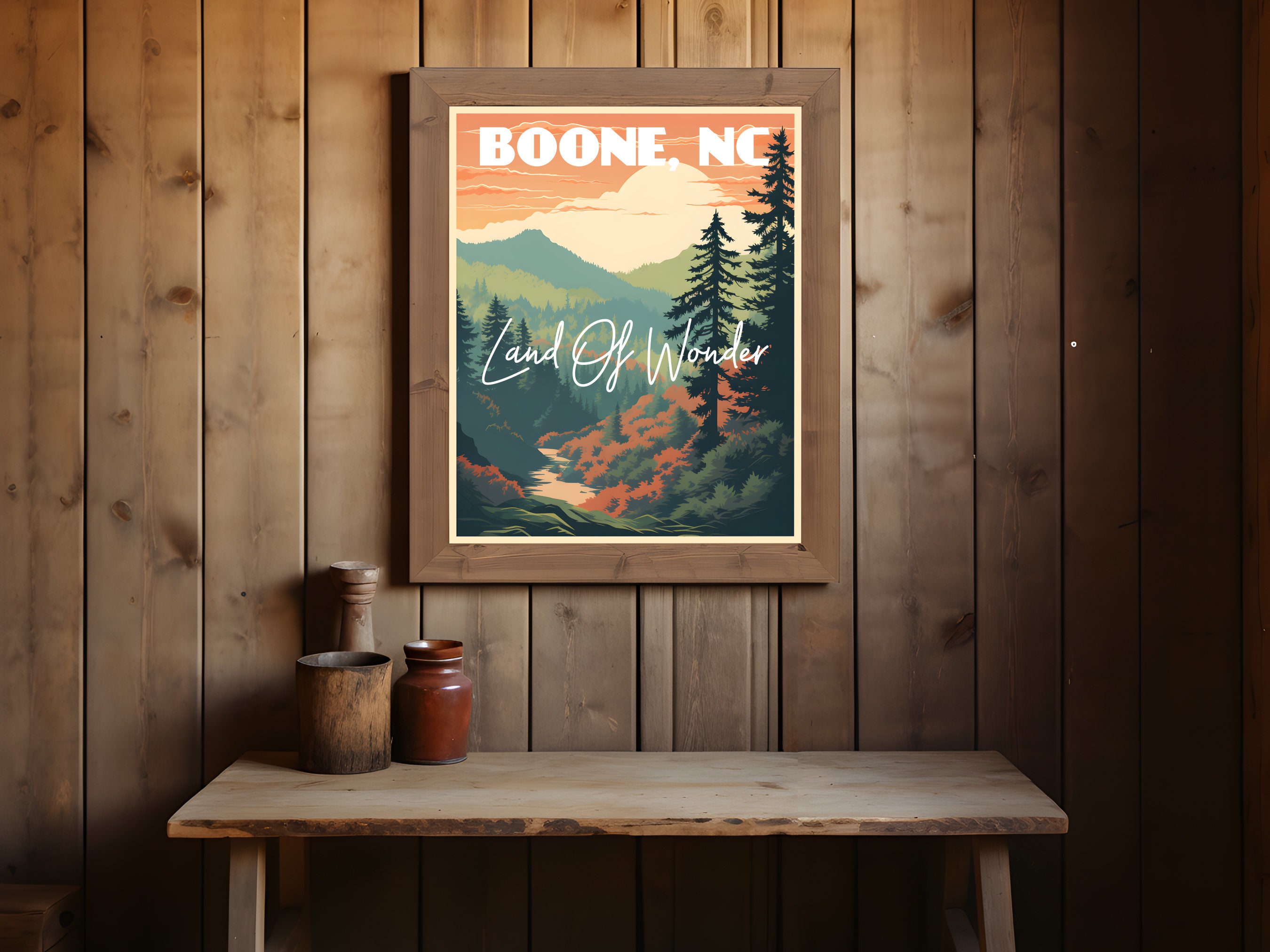 Boone Retro Travel Poster, North Carolina, Boone Print, Boone Art ...