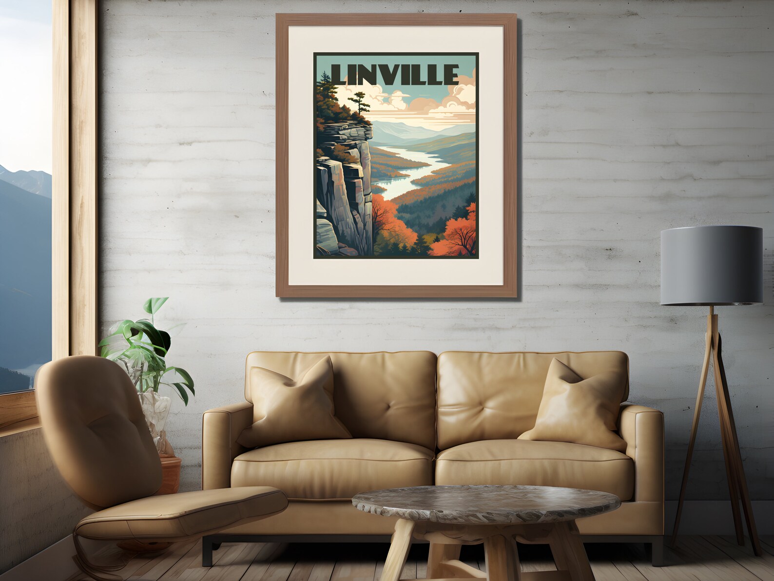 Linville Gorge Retro Travel Poster, North Carolina, Linville Print ...