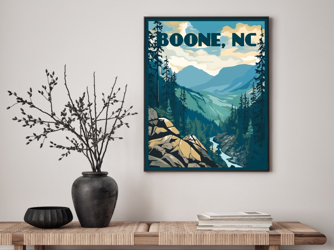 Boone Retro Travel Poster, North Carolina, Boone Print, Boone Art ...