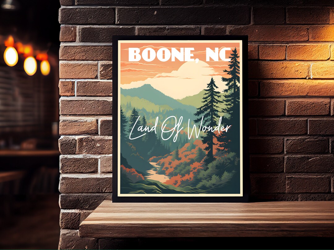 Boone Retro Travel Poster, North Carolina, Boone Print, Boone Art ...