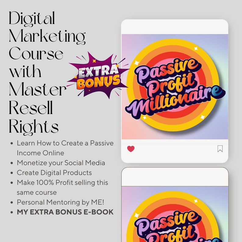Passive Profit Millionaire Digital Course Level Up Social Media Create Digital Products