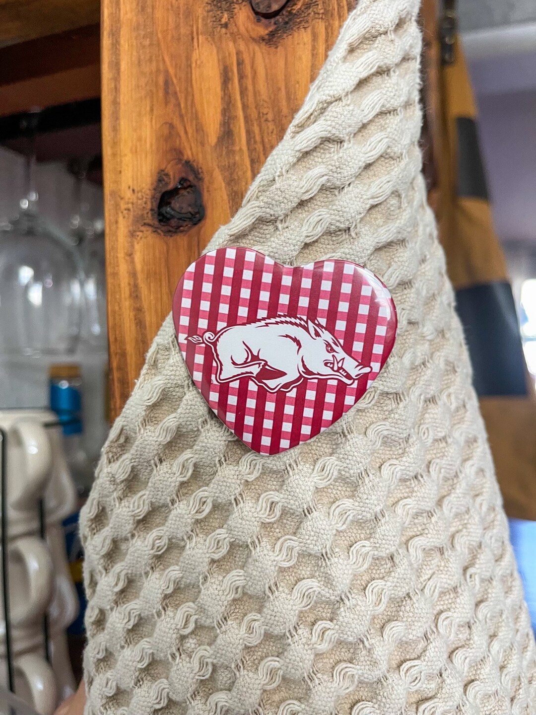 Arkansas Razorback Licensed Game Day Heart Pin or Pinback Button for ...
